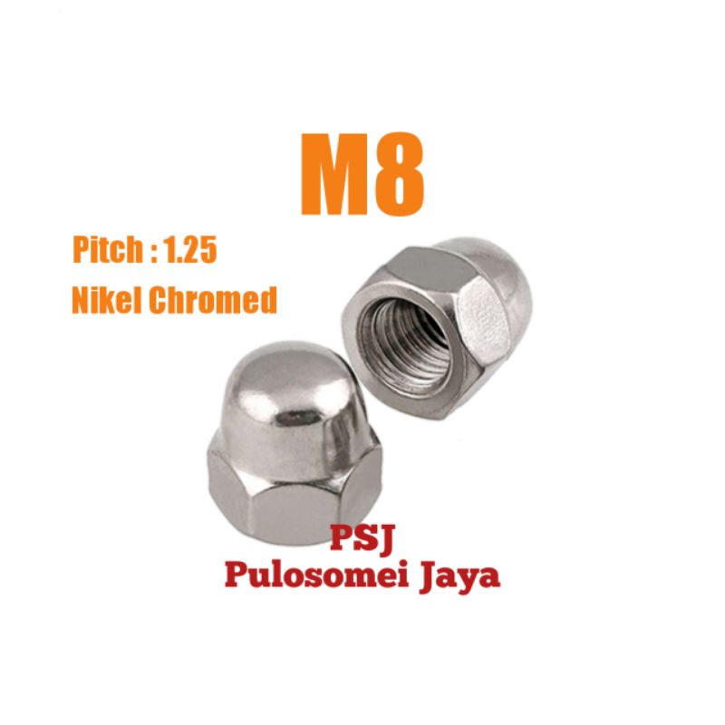 Jual Mur Topi M8 / Cap Nut Nikel M8 / Cap Nut Chrome M8 | Shopee Indonesia