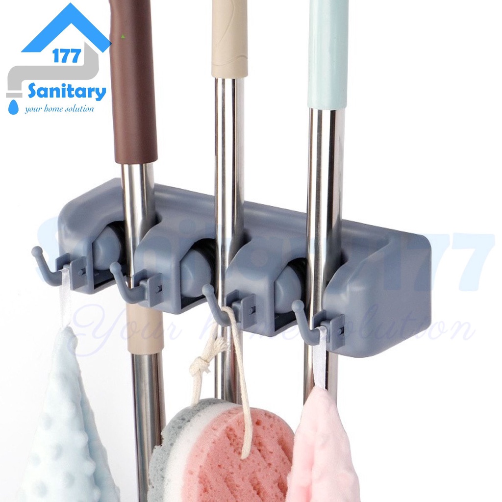 Jual Gantungan sapu pel 3 slot & kapstok 4 kait hook-Holder h Serbaguna ...