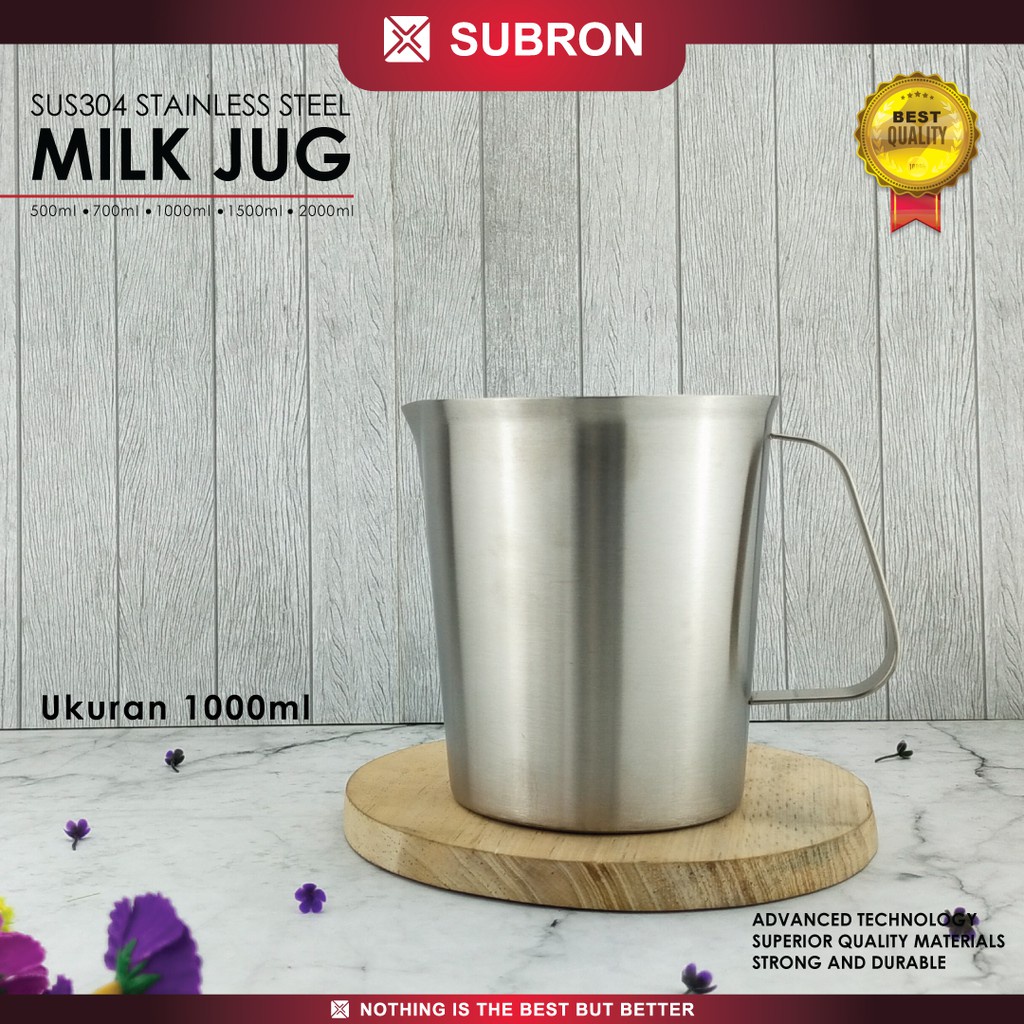 Jual SUBRON Milk Jug sus 304 Pitcher 1000ML Stainless Gelas Ukur Takar ...