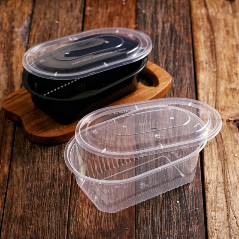 Jual Thinwall Oval Uk 750 ML Lunch Box Oval Uk 750 ML Warna Hitam