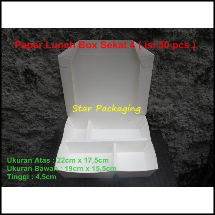 Jual Paper Lunch Box Sekat 4 ( 50 Pcs ) | Shopee Indonesia