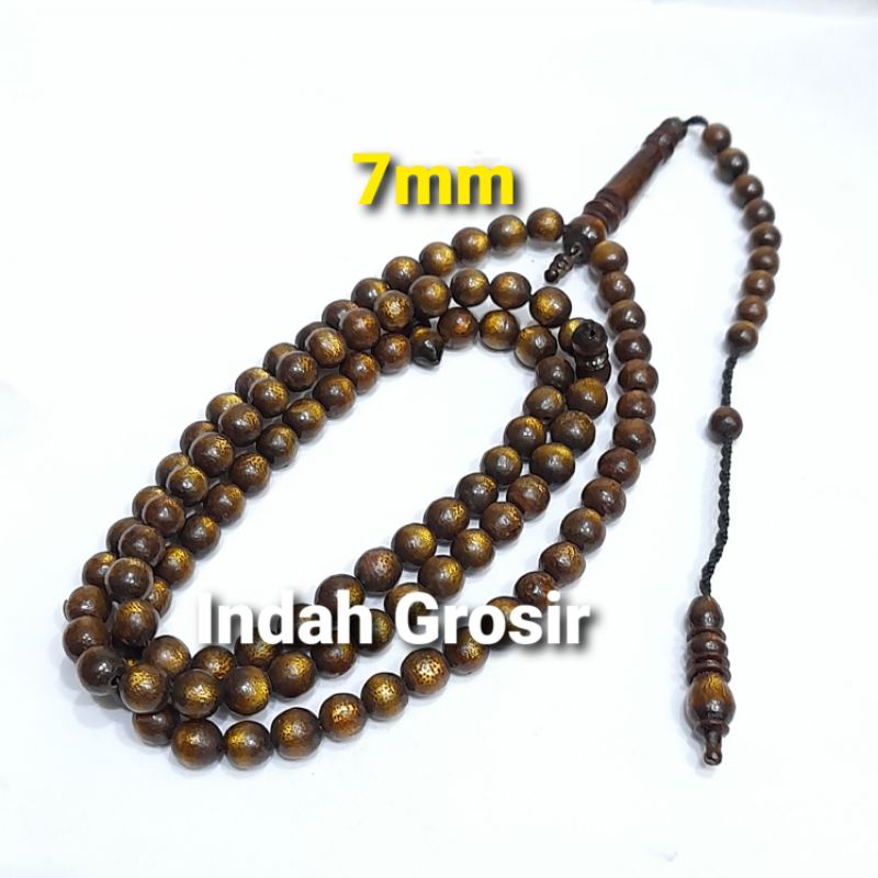 Jual Tasbih Kayu Tali Arus Serat mas 7mm 99butir original | Shopee ...