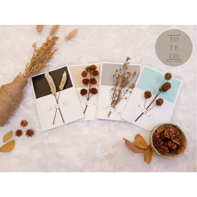 Jual Kartu ucapan bunga kering / dried flower | Shopee Indonesia