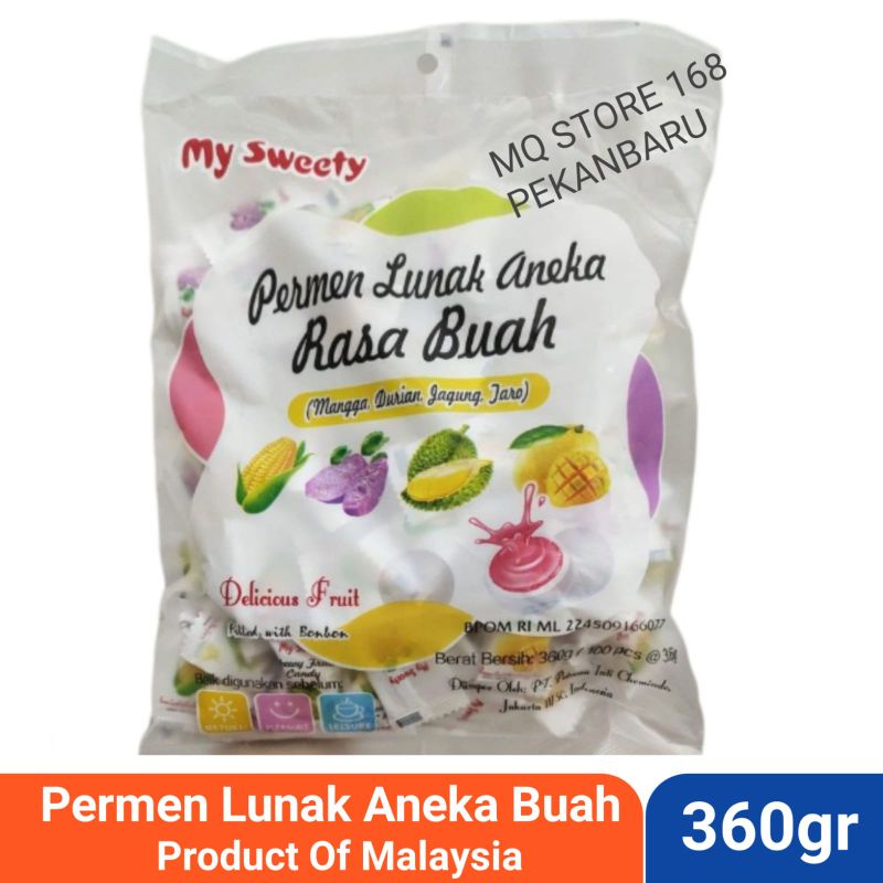 Jual Permen Lunak Aneka Rasa Buah - 360gr (100biji) | Shopee Indonesia