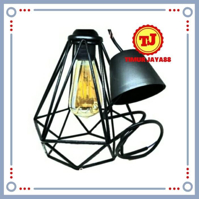 Jual Kap Lampu Gantung SET Diamond Industrial Besi Cafe Vintage Edison Hias - Diamond Hitam ...