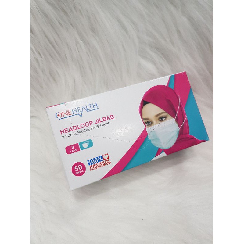 Jual Masker Medis Onehealth headloop/hijab 3Ply isi 50 Pcs | Shopee ...