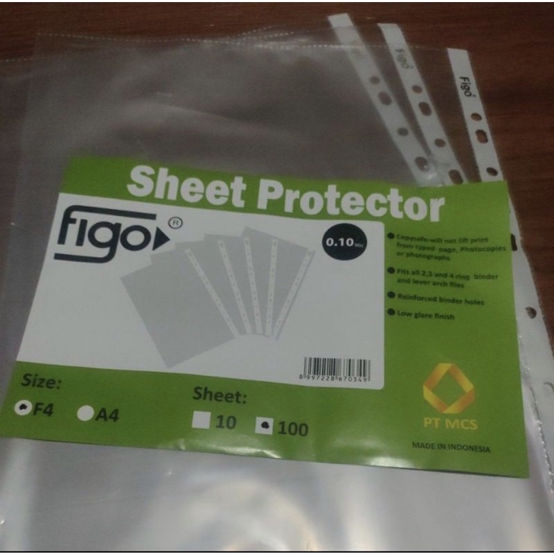 Jual {100 Lembar} SHEET PROTECTOR F4 FOLIO / Plastik Pocket f4 Figo ...