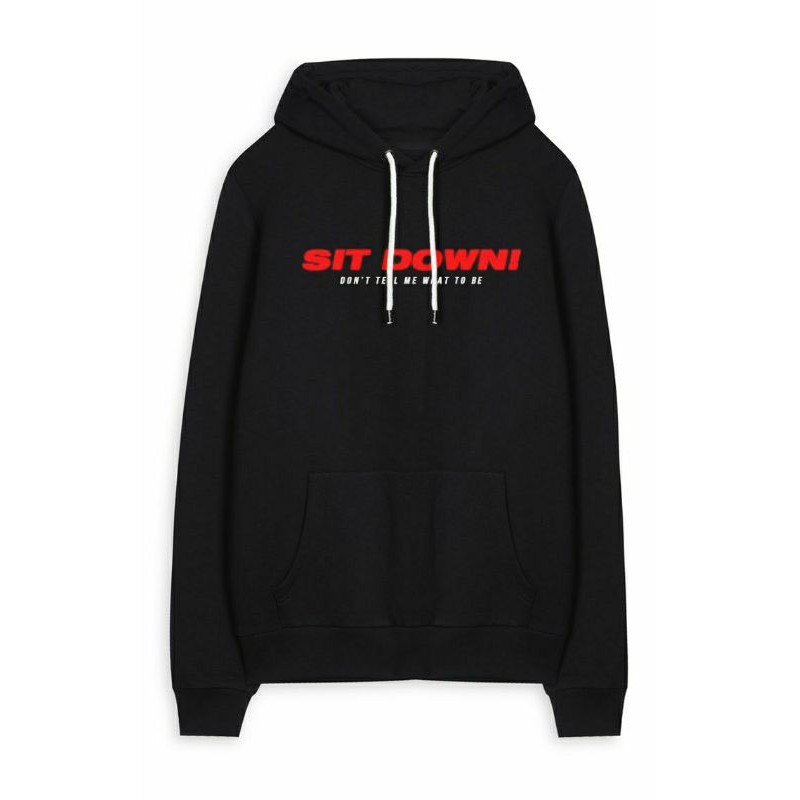 Jual Hoodie simpel warna hitam vers (sit down) keren ( Bisa costum ...