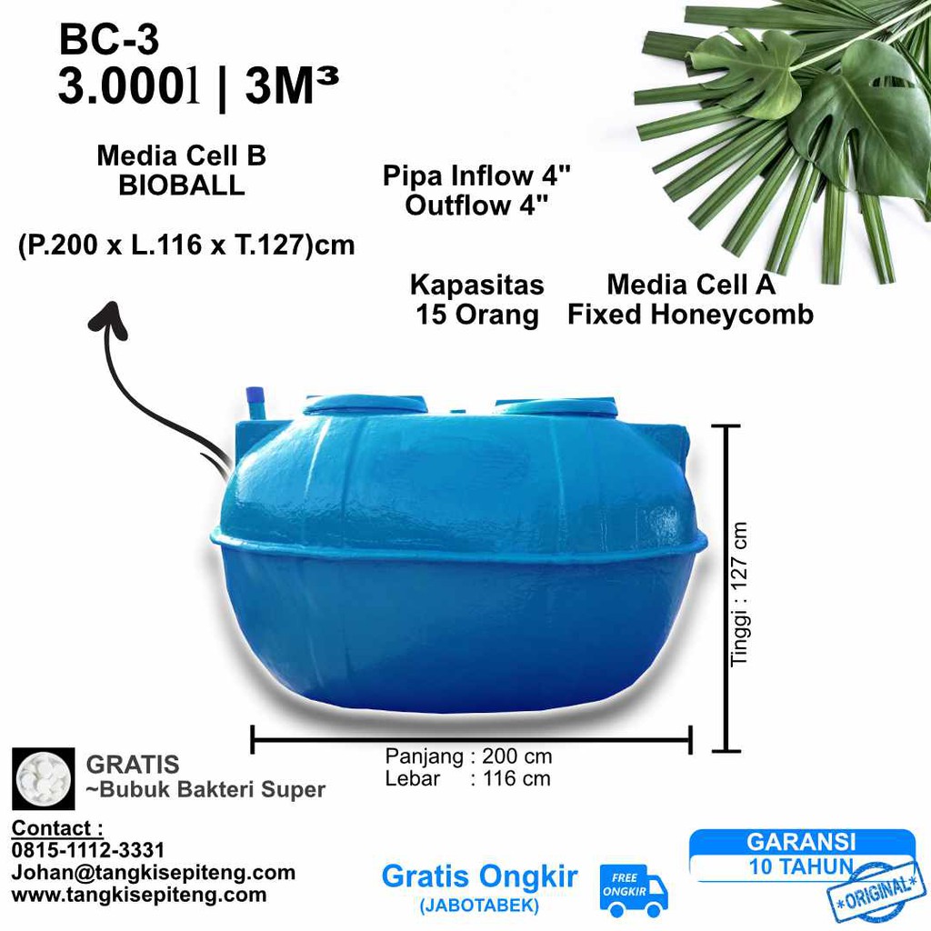 Jual SEPTIC TANK BIOTECH, BIOFIL, BIOTANK 3000Liter 3m3 | Shopee Indonesia