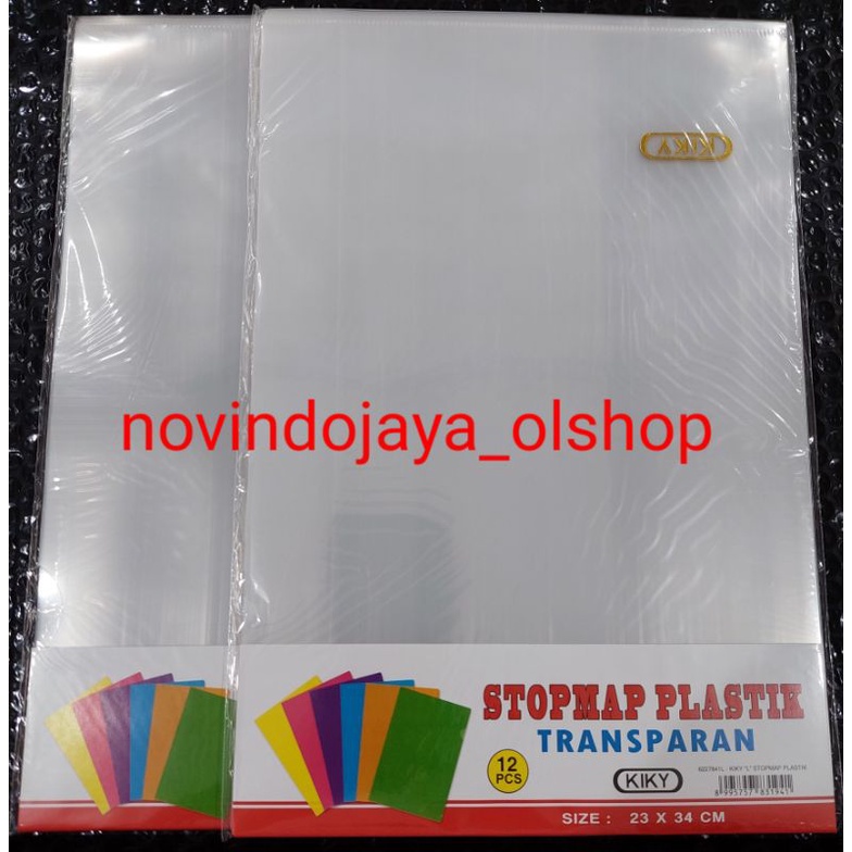 Jual MAP PLASTIK L TRANSPARAN KIKY /STOP MAP PLASTIK / MAP DOKUMEN/ HARGA PERPACK ISI 12 ...
