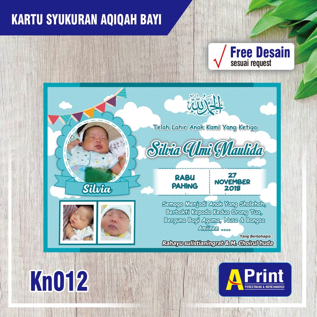 Jual Undangan Aqiqah / Kartu Nasi Aqiqah / Undangan Unik / Undangan ...