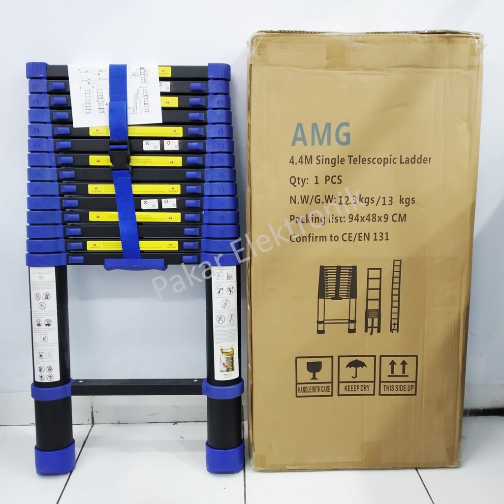 Jual AMG Tangga Single Telescopic 4.4m (Hitam Biru) | Shopee Indonesia