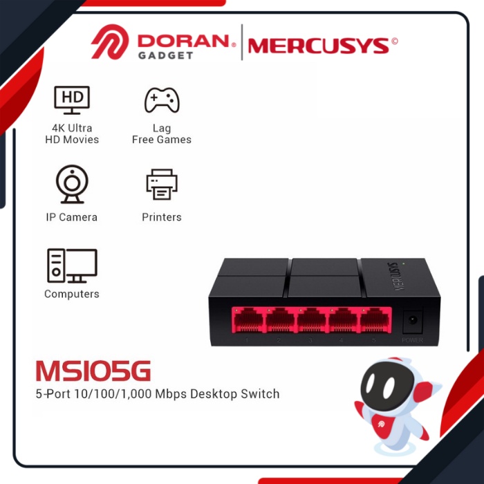 Jual Mercusys MS105G 5-Port 10/100/1000 Mbps Desktop Switch | Shopee ...