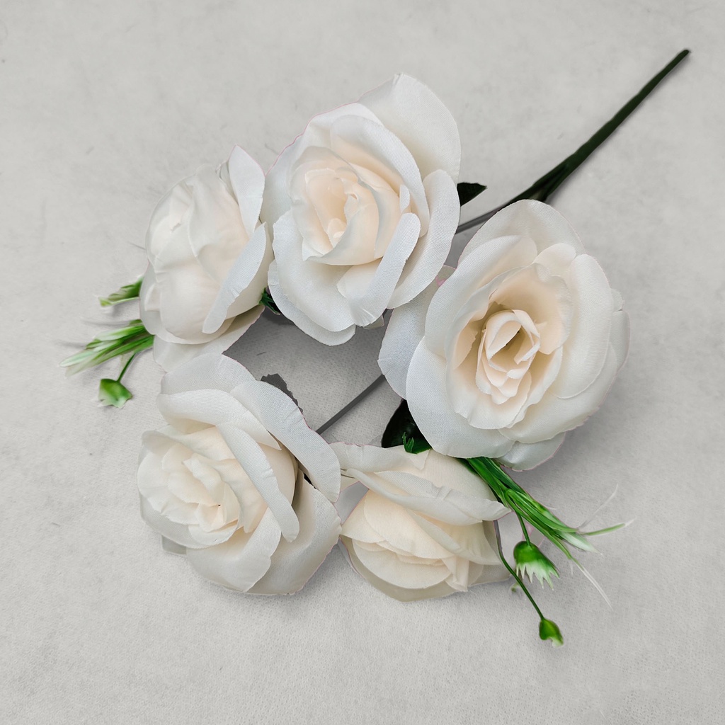 Jual Bunga Mawar Cabang 5 Bahan Kain Dan Plastik - rose jepang -mawar ...
