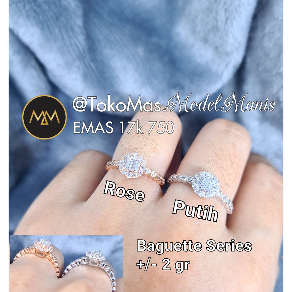 Jual Cincin emas diamond looks model terbaru Baguette Series emas ...