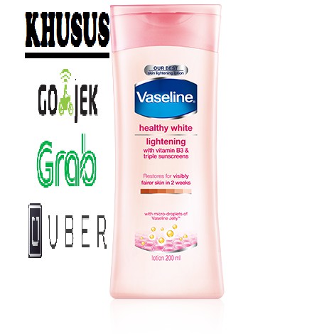 Jual (GOJEK-GRAB)Vaseline Healthy White Uv Lightening 200 ml ...
