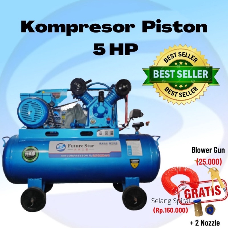 Jual KOMPRESOR ANGIN 2 PISTON / 5 HP KOMPRESOR LISTRIK V-0,67/8 ...