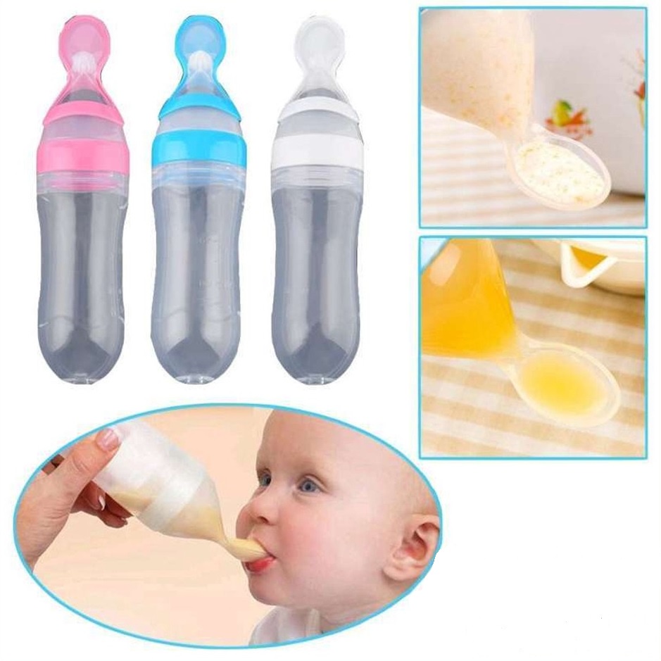 Jual Botol Dot Silicone Silikon Sendok Makan Bayi Balita Baby Bottle Feeder | Shopee Indonesia