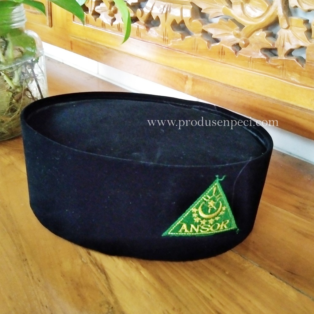 Jual PECI KOPIAH SONGKOK BORDIR LOGO ANSOR / BANSER BLUDRU HITAM ...