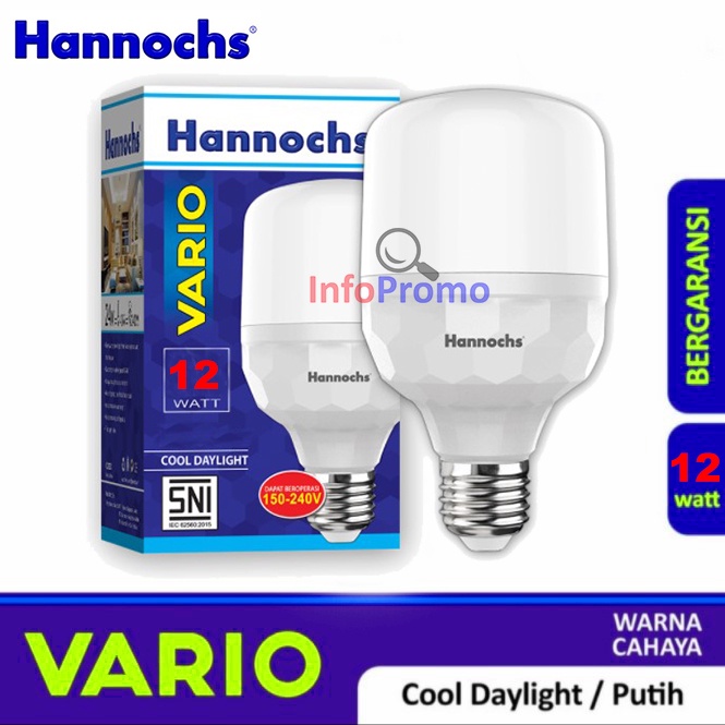 Jual Lampu LED Hannochs Vario 12 Watt Bohlam Capsule Cahaya Putih SNI Original | Shopee Indonesia