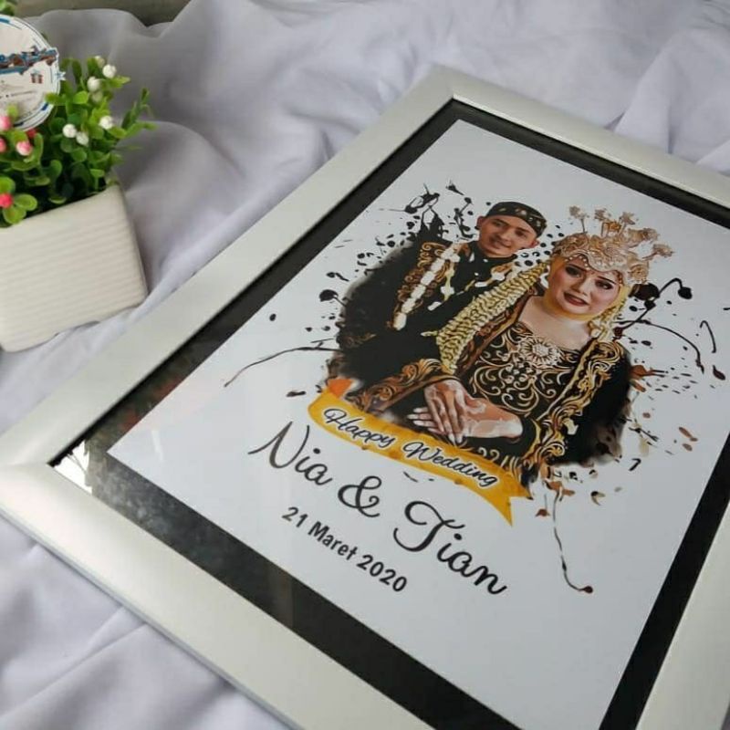 Jual Cetak foto +bingkai watercolour splash, kado anniversary kado ...