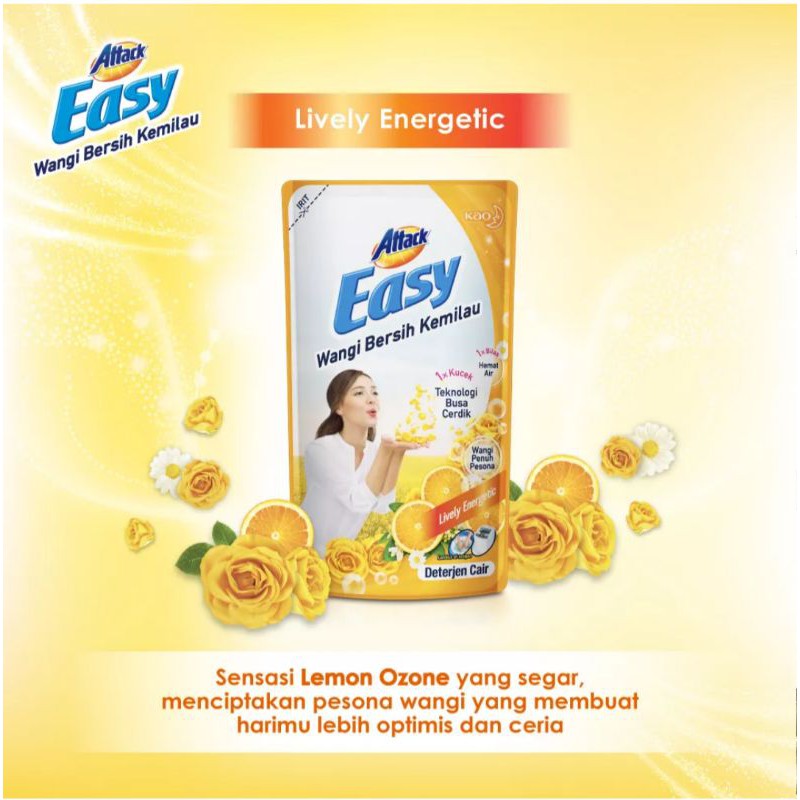 Jual Attack easy deterjen cair lively energetic 750ml (kuning) | Shopee ...
