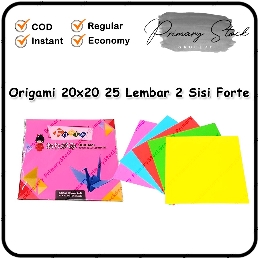 Jual Kertas Lipat Origami 2 Sisi Forte 20x20 Warna Warni Hias Dua Sisi ...