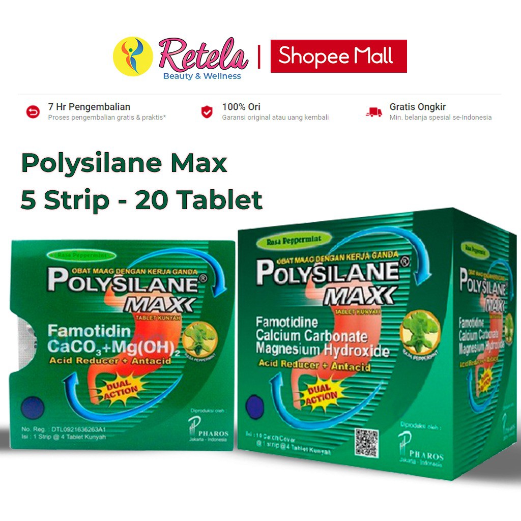 Jual Polysilane Max Tablet (Mint) 5 Cacthcover / Obat Maag / Sakit Maag ...