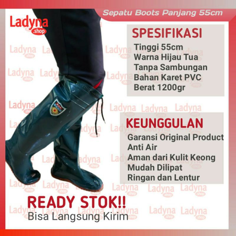 Jual Sepatu Boots Tani 55cm Karet PVC Sawah Petani Anti Lumpur dan ...