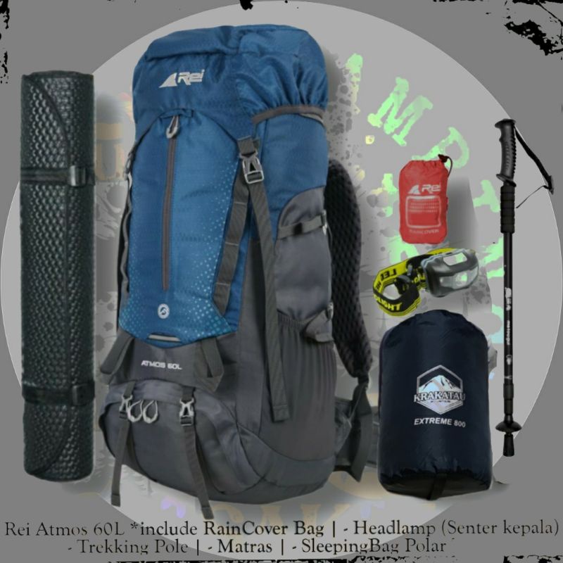 Jual Paket Tas Gunung keril Carrier rei Atmos 60 Liter / Rei Arei Atmos 60L Carrier Tas Gunung ...