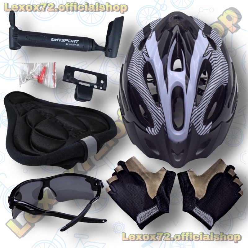 Jual Helm sepeda MTB seli roadbike / paket isi 5 item merah/kuning ...