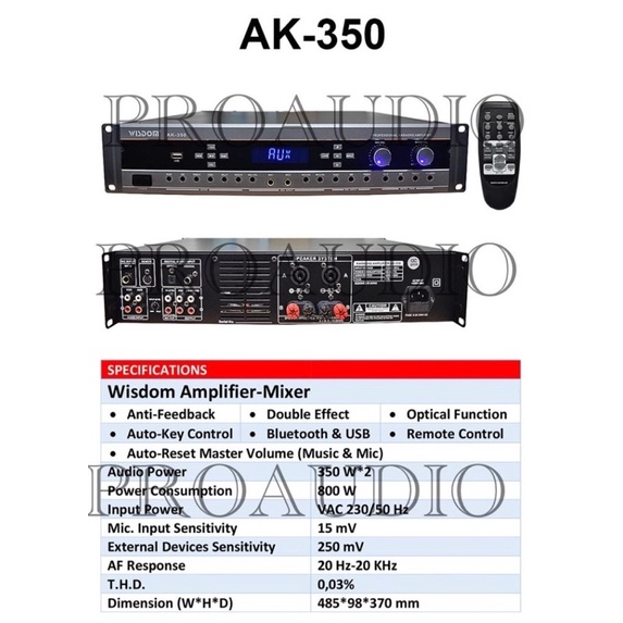 Jual Wisdom AK 350 AK-350 Professional Amplifier - Mixer Karaoke ...