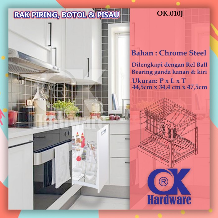 Jual Rak Botol - Rak Piring Botol Mangkok Tarik Ok Hardware Ok 010J For ...