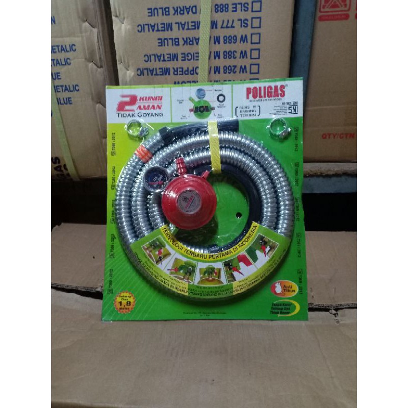 Jual SELANG PAKET REGULATOR POLYGAS DOUBLE LOCK METER | Shopee Indonesia