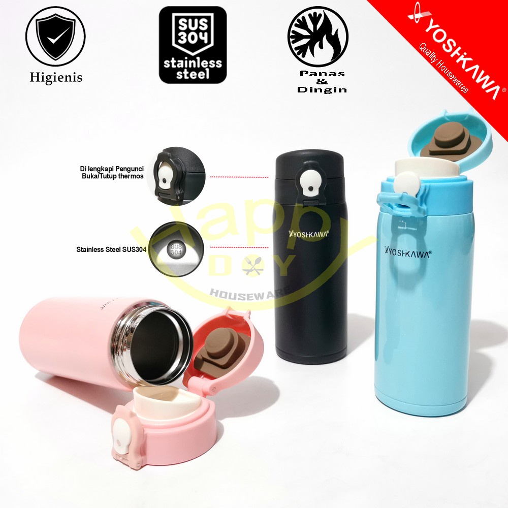 Jual YOSHIKAWA THERMOS | BOTOL | VACUUM FLASK HOT & COOL STAINLESS STEEL 320 & 420ML | Shopee ...