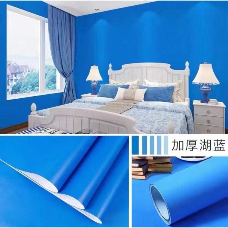 Jual Wallpaper Dinding Polos Sticker Dinding Polos Biru Azzure | Shopee ...