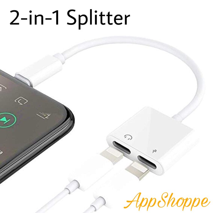 Jual Lightning Ports Splitter Dual Lightning Headphone Audio Charging ...