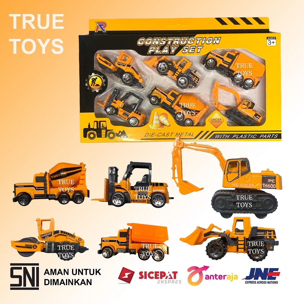 Jual TRUE TOYS Mainan anak set konstruksi truck excavator crane ...