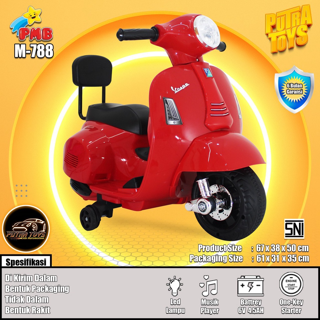 Jual Mainan Anak Motor Aki Vespa Scooter PMB M788 | Shopee Indonesia