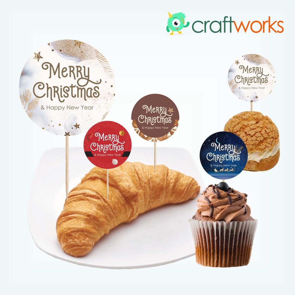 Jual CHRISTMAS MINI CAKE TOPPER / CUPCAKE TOPPER NATAL ISI 12 PCS ...