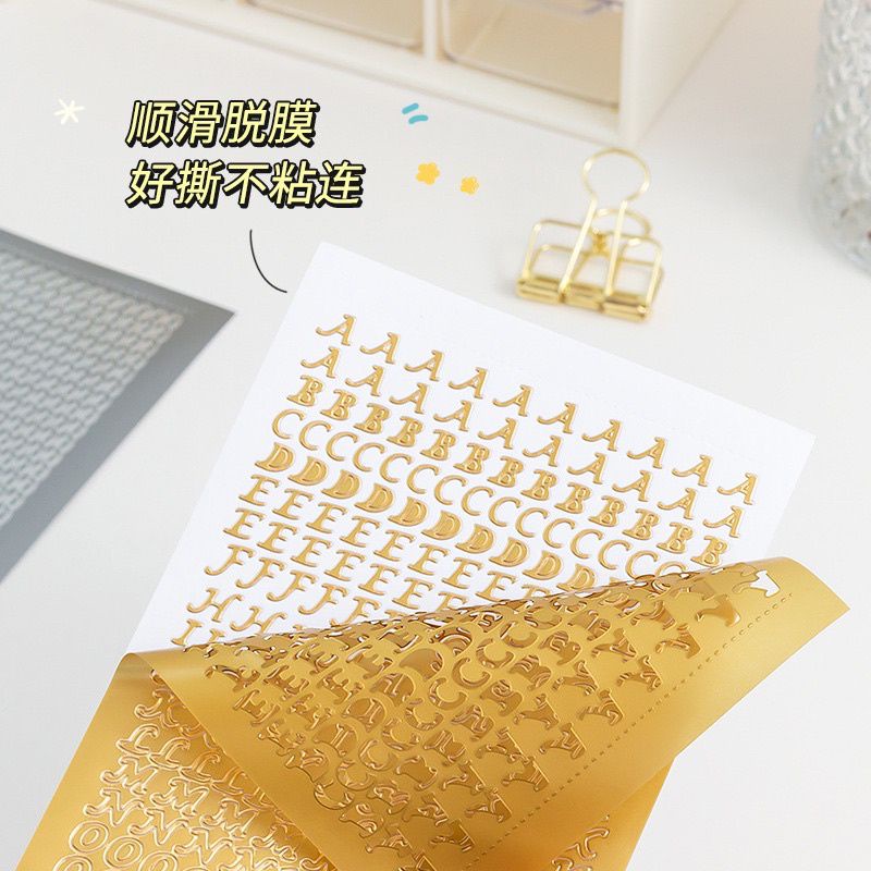 Jual Alphabet Foil Sticker alfabet/huruf/angka/ Gold Silver Stiker ...