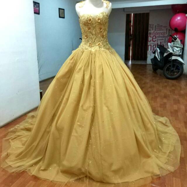 Jual Gaun Pengantin Gold New Design | Shopee Indonesia
