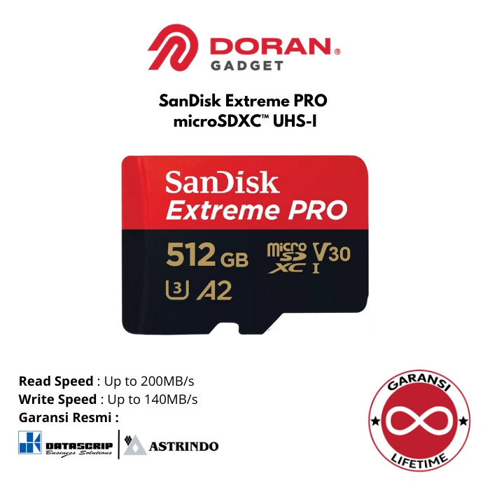 Jual Micro SD 512GB 512 GB SanDisk Extreme Pro UHS-I microSDXC 200Mbps - Garansi Lifetime ...