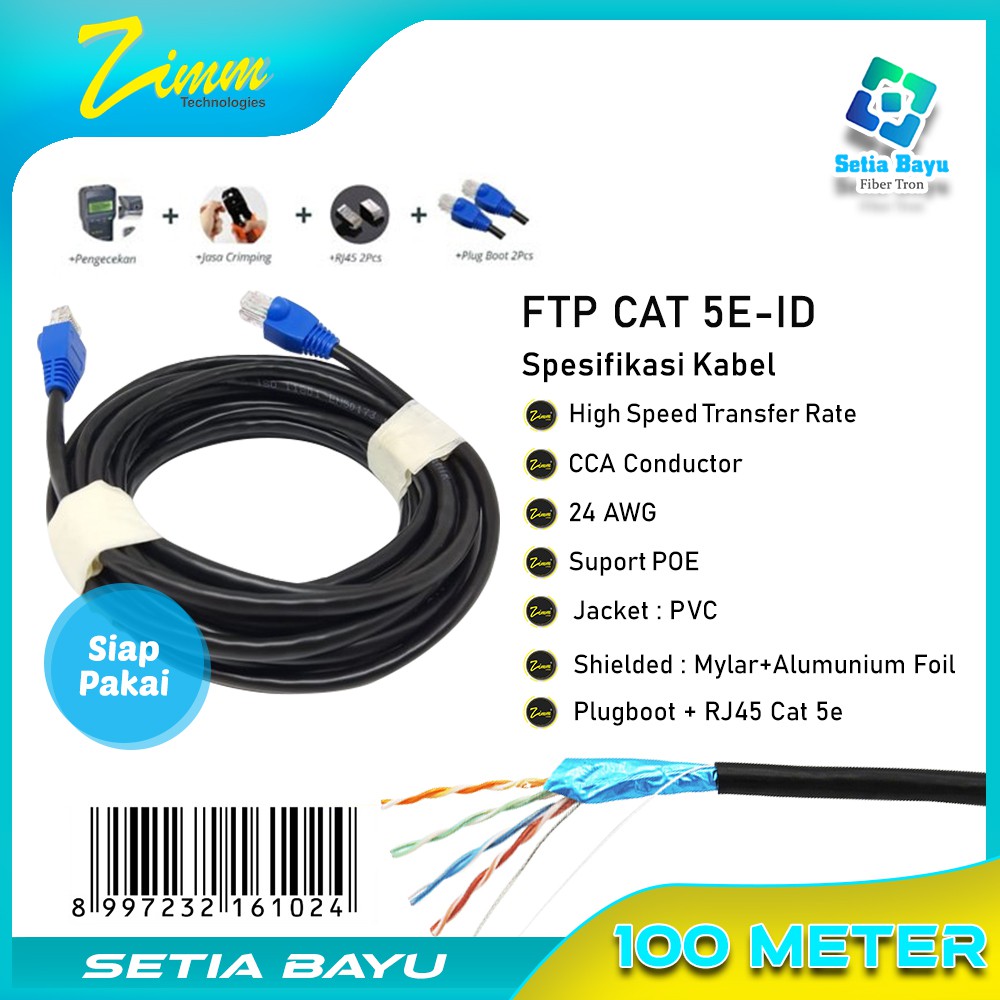 Jual Kabel LAN STP FTP Cat5e Outdoor Panjang 100 Meter Siap Pakai ...