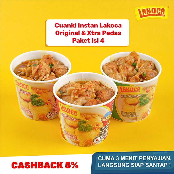 Jual Paket Isi 4 Cuanki Instan Lakoca Original dan Lakoca Xtra Pedas ...
