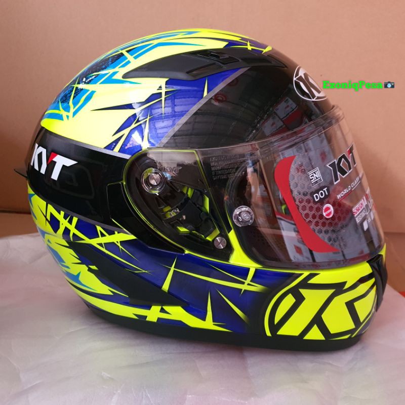 Jual HELM KYT FALCON FR SPIKE YELOW BLUE ORI ORIGINAL | Shopee Indonesia