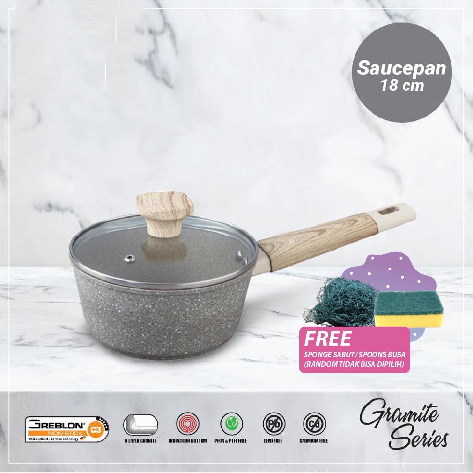 Jual STEIN/STEINCOOKWARE/SAUCEPAN/18CM/PANCI/GRANITE SERIES/ GREBLON ...