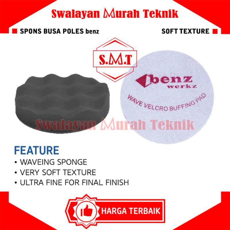 Jual (2 pcs) Busa Poles Sponge Wave Benz 7" Buffing Pad Velcro Spons ...