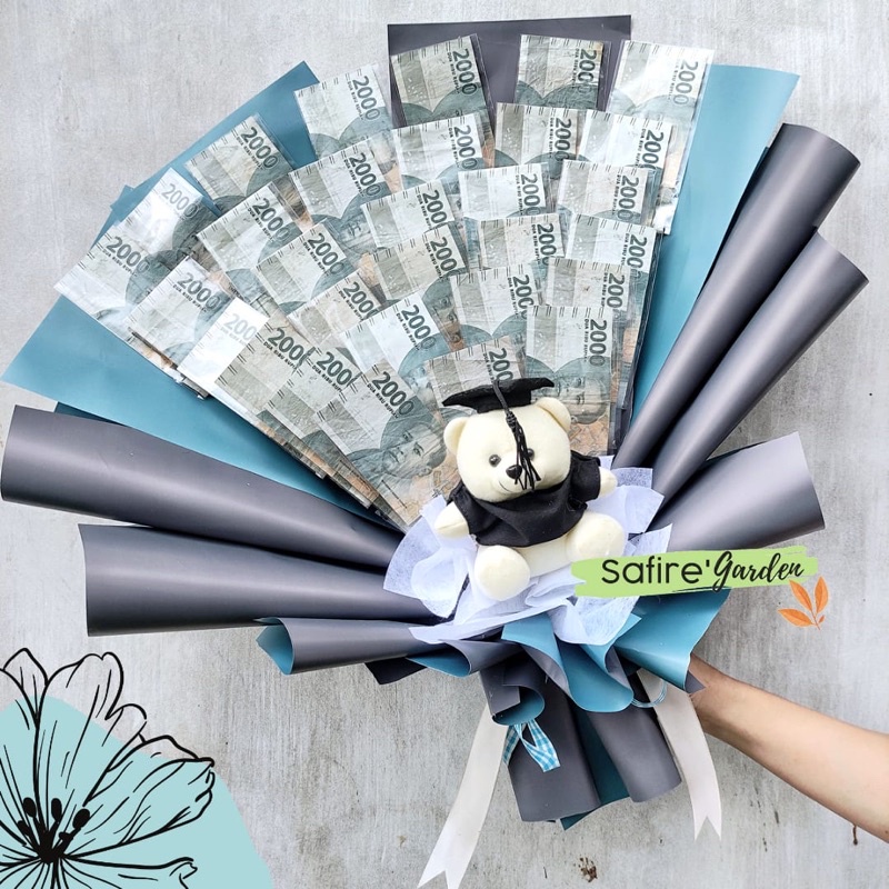 Jual Money Bouquet kosongan 30 lembar + boneka wisuda buket uang buket ...