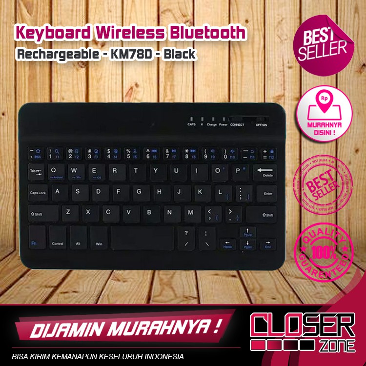 Jual Wireless Bluetooth Keyboard Rechargeable Bagus - Hitam | Shopee ...